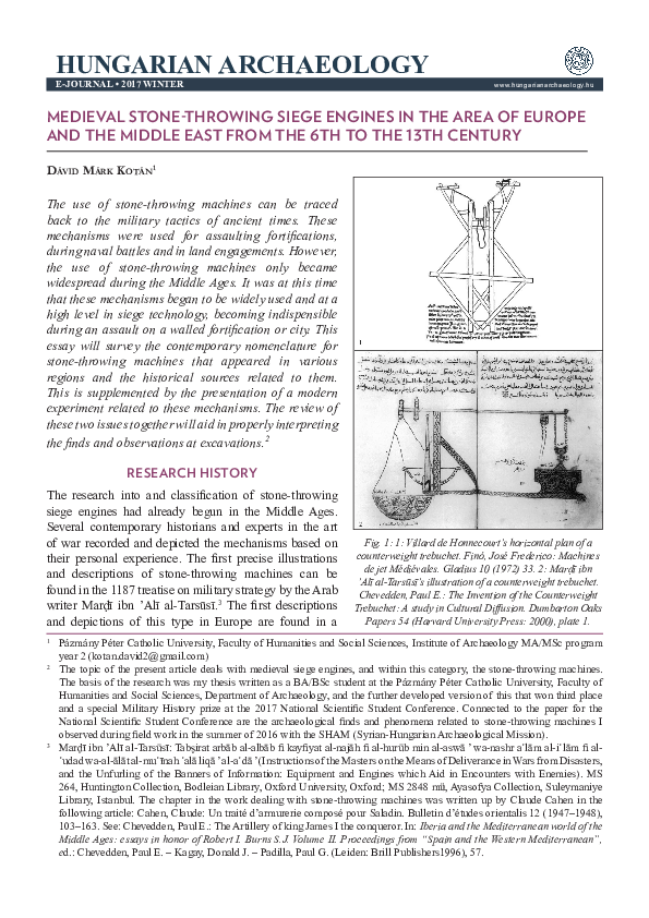 (PDF) Medieval stone-throwing siege engines in the area of Europe and ...