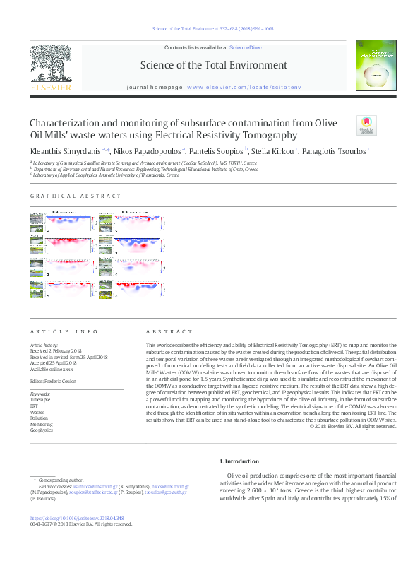 Pdf Characterization And Monitoring Of Subsurface Contamination From