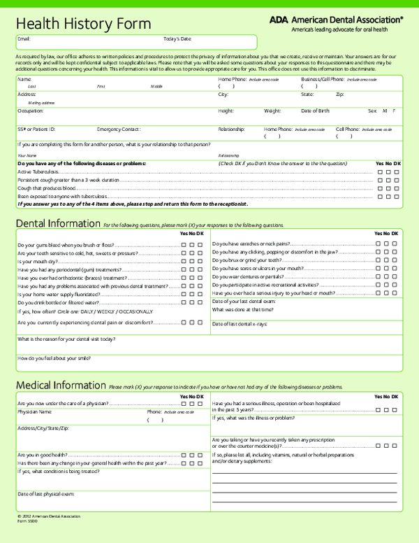 (PDF) Adult Health History Form | Dr. Devin Giron - Academia.edu