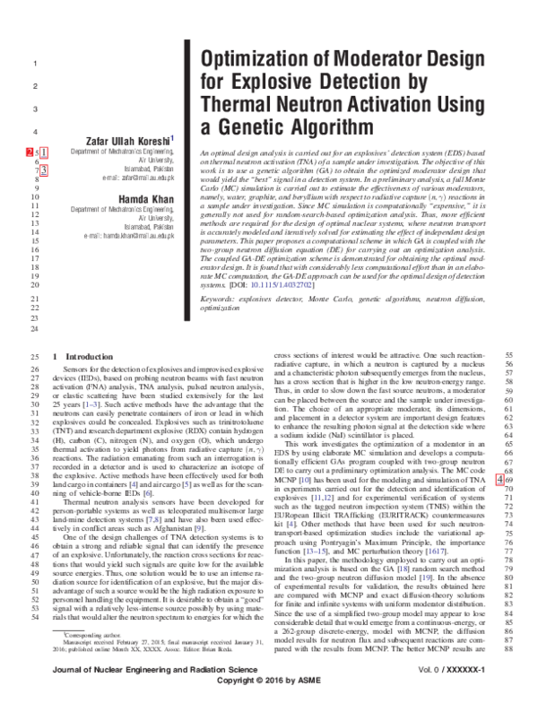 (PDF) Optimization of Moderator Design 2 for Explosive Detection by