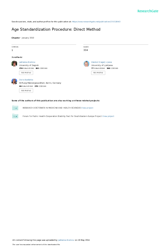 (PDF) Age Standardization Procedure: Direct Method