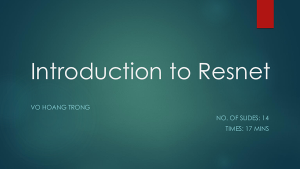 (PPT) Introduction to Resnet
