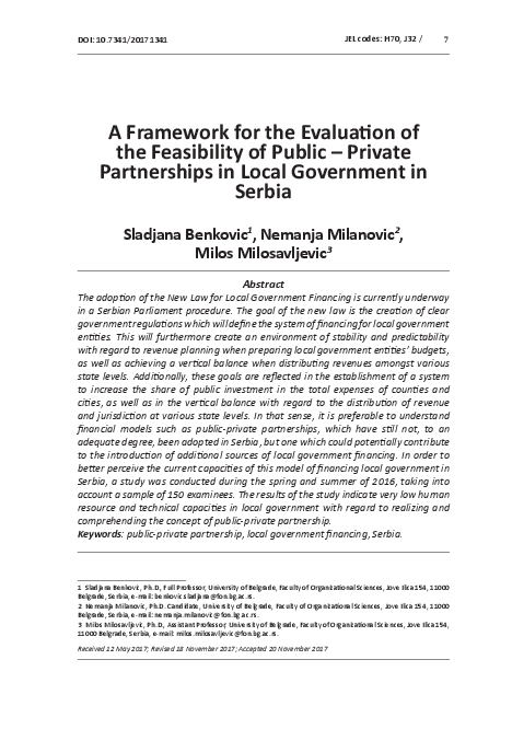 Pdf A Framework For The Evaluation Of The Feasibility Of Public