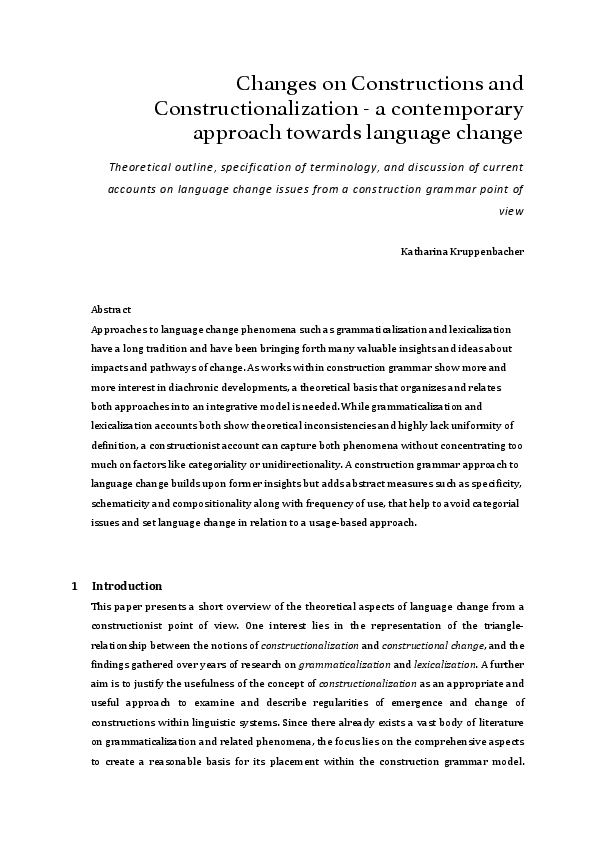 (PDF) Changes on Constructions and Constructionalization - a ...