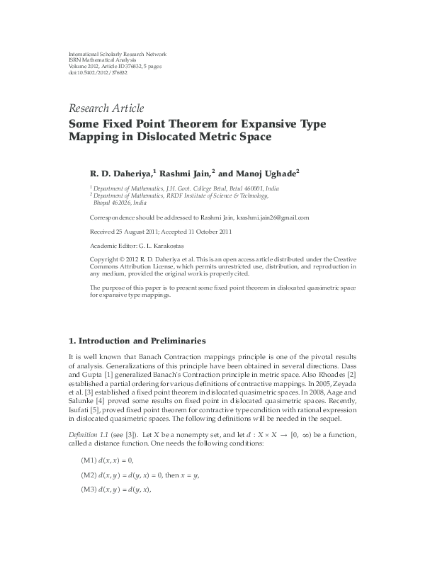 Pdf Some Fixed Point Theorem For Expansive Type Mapping In Dislocated