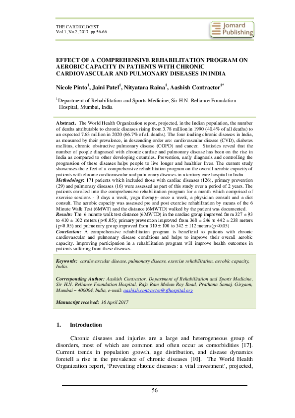 (PDF) EFFECT OF A COMPREHENSIVE REHABILITATION PROGRAM ON AEROBIC ...