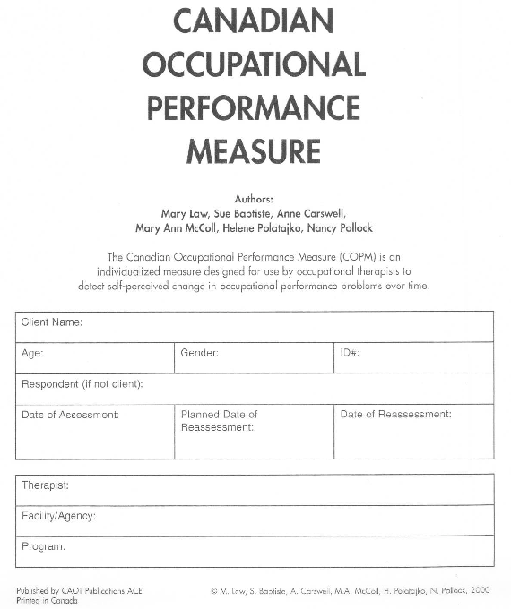 (PDF) CANAD IAN OCCUPATIONAL PERFORMANCE MEASURE