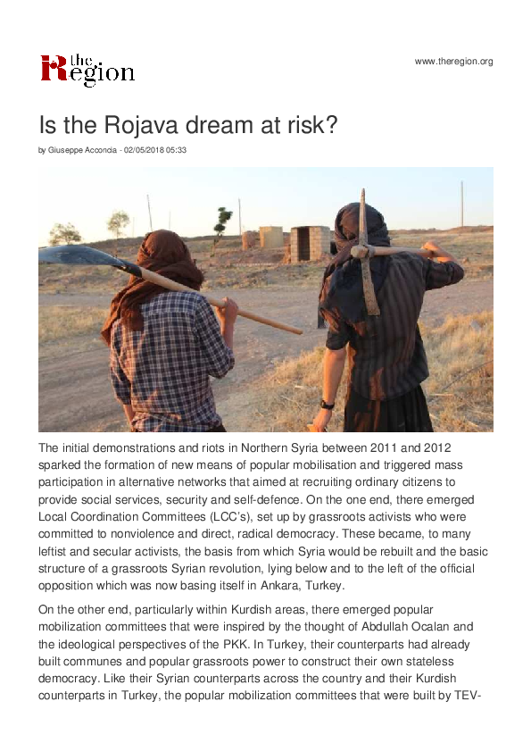 (PDF) Is the Rojava dream at risk