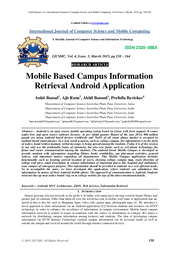 (PDF) Mobile Based Campus Information