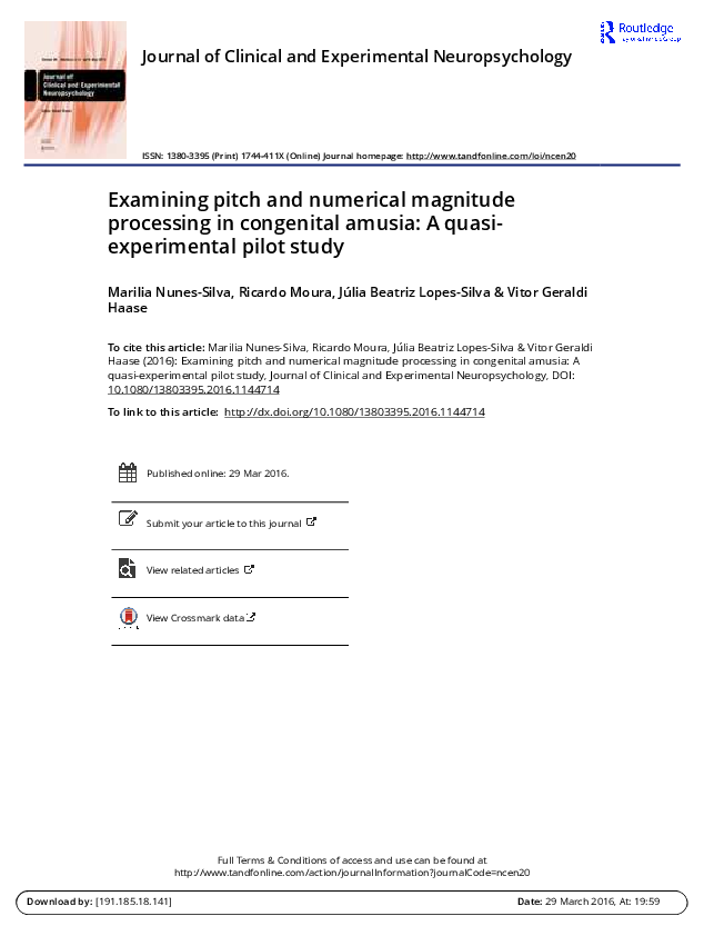 Pdf Examining Pitch And Numerical Magnitude Processing In Congenital