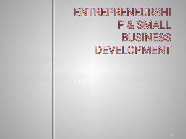 (PDF) UNIT-II Entrepreneurship & Small business development