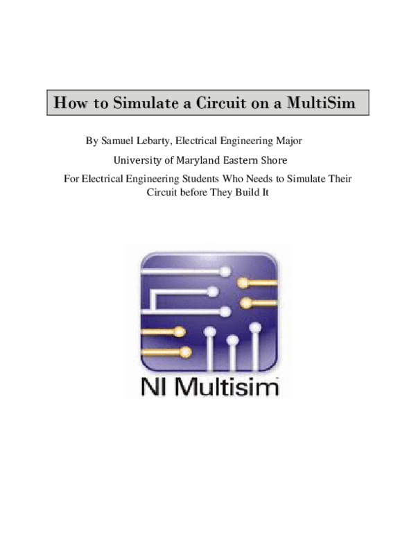 (DOC) How to Simulate a Circuit on a MultiSim
