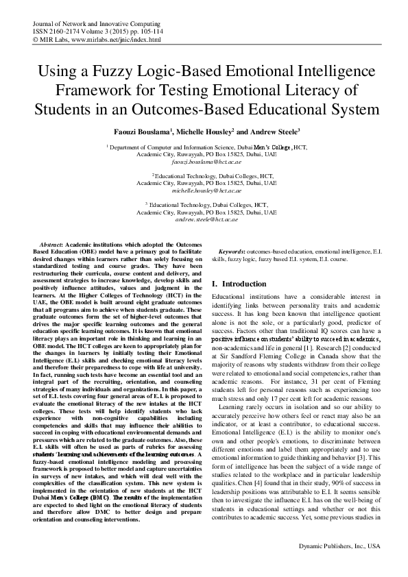 (PDF) Using a Fuzzy Logic-Based Emotional Intelligence Framework for ...