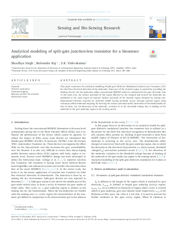 Pdf Analytical Modeling Of Split Gate Junction Less Transistor For A