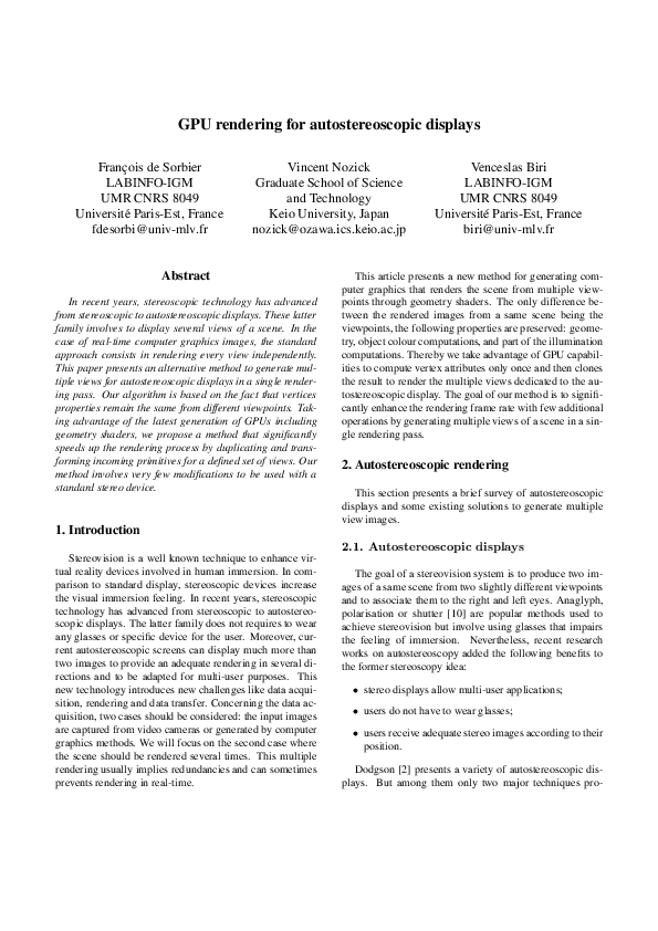 Pdf Gpu Rendering For Autostereoscopic Displays 5117