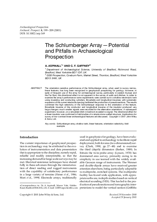 (PDF) The Schlumberger array potential and pitfalls in archaeological ...