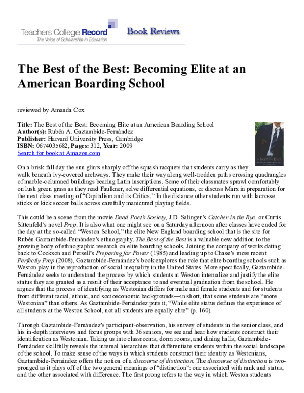 (PDF) Review of The Best of the Best: Becoming Elite at an American ...
