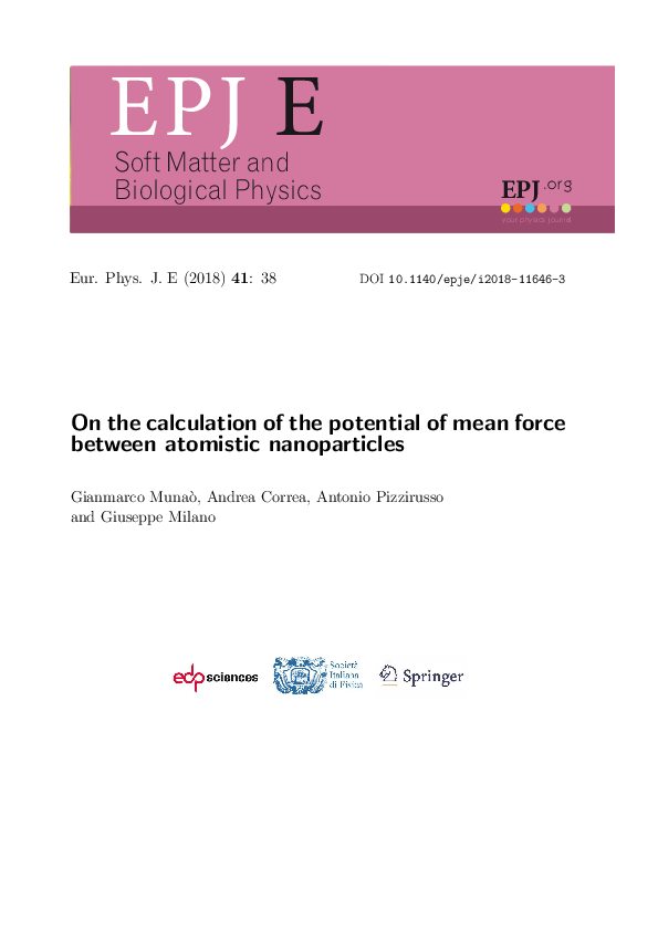 (PDF) On the calculation of the potential of mean force between ...