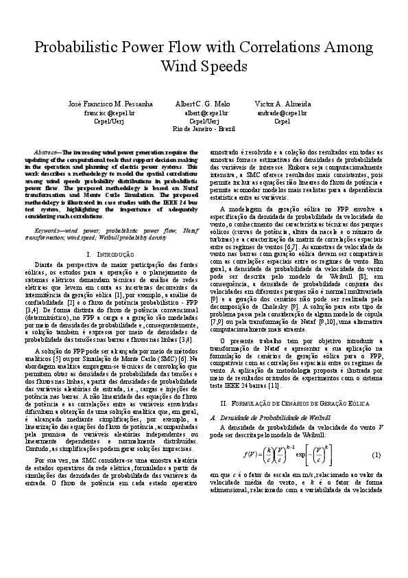 (PDF) Probabilistic Power Flow with Correlations Among Wind Speeds