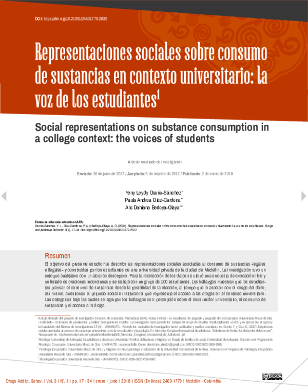 (PDF) Representaciones sociales sobre consumo de sustancias en contexto universitario: la voz de ...