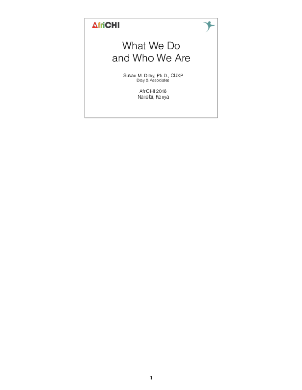 (PDF) What We Do and Who We Are | Susan Dray - Academia.edu