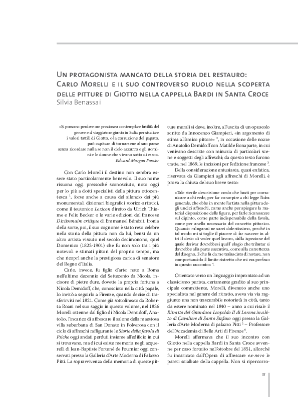 (PDF) "Un protagonista mancato della storia del restauro: Carlo Morelli ...