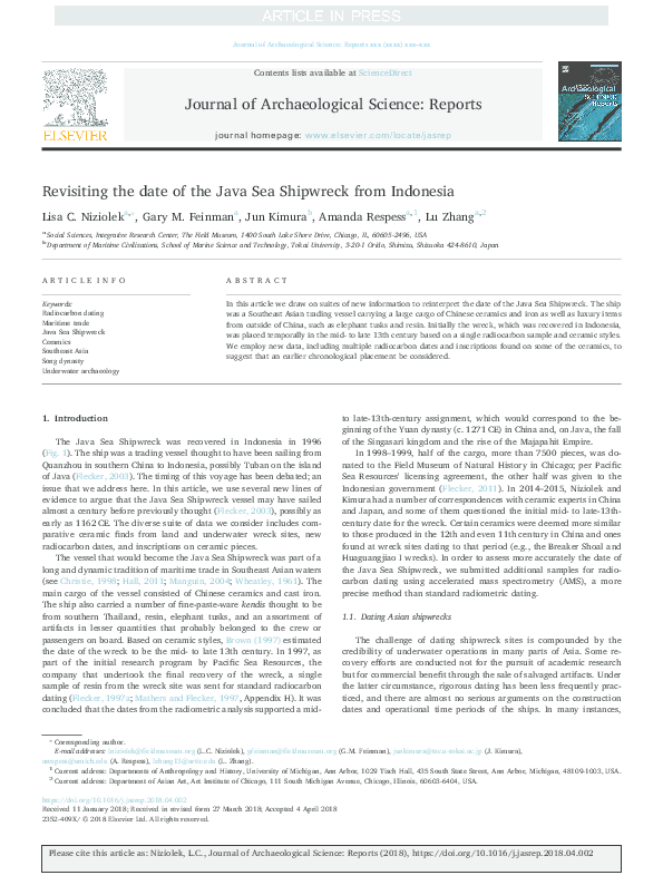 (PDF) Revisiting the date of the Java Sea Shipwreck from Indonesia