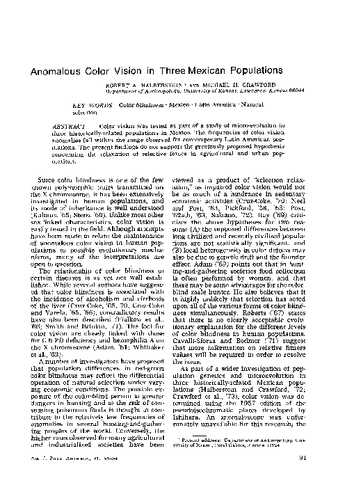 (PDF) Anomalous color vision in three Mexican populations | Michael H ...
