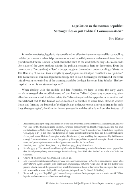 (PDF) Legislation in the Roman Republic: Setting Rules or just ...