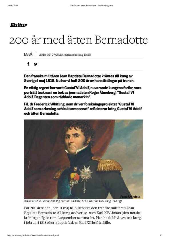 (PDF) "200 år med ätten Bernadotte – så räddades monarkin"