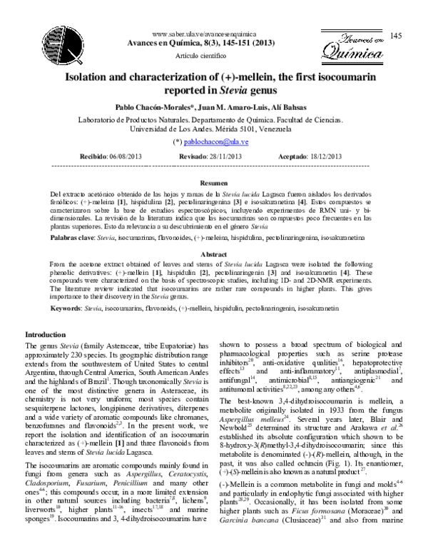 (PDF) Isolation and characterization of (+)-mellein, the first ...
