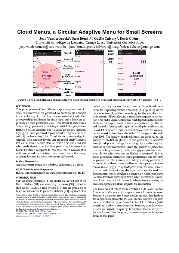 (PDF) Cloud Menus, a Circular Adaptive Menu for Small Screens
