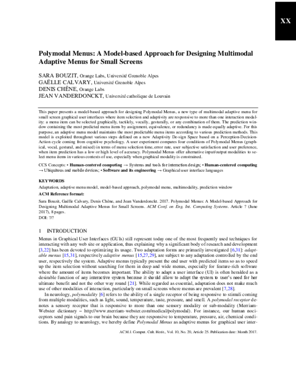 (PDF) Polymodal Menus: A Model-based Approach for Designing Multimodal ...