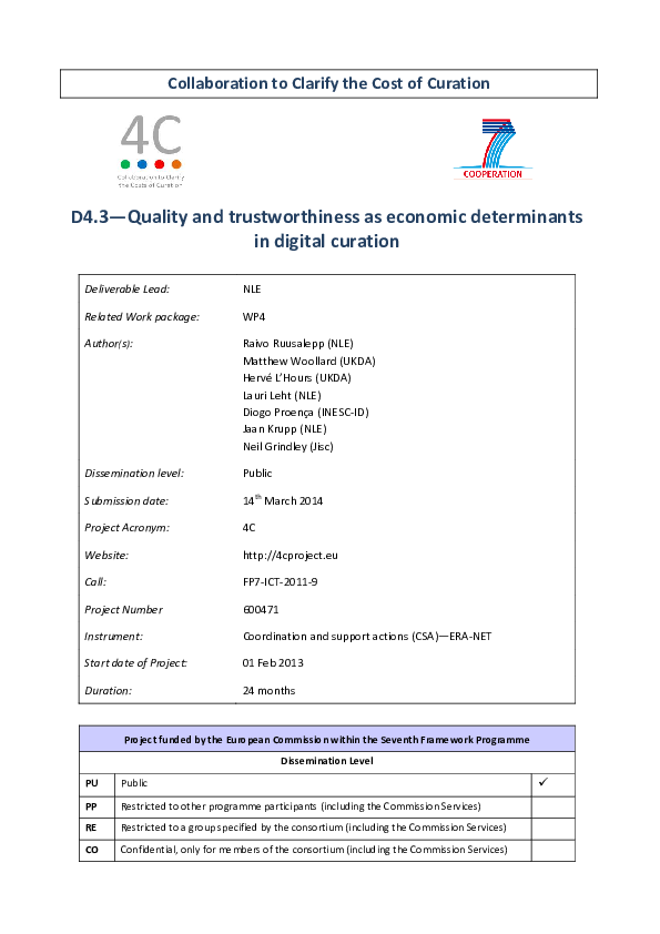 (PDF) Quality and trustworthiness as economic determinants in digital ...