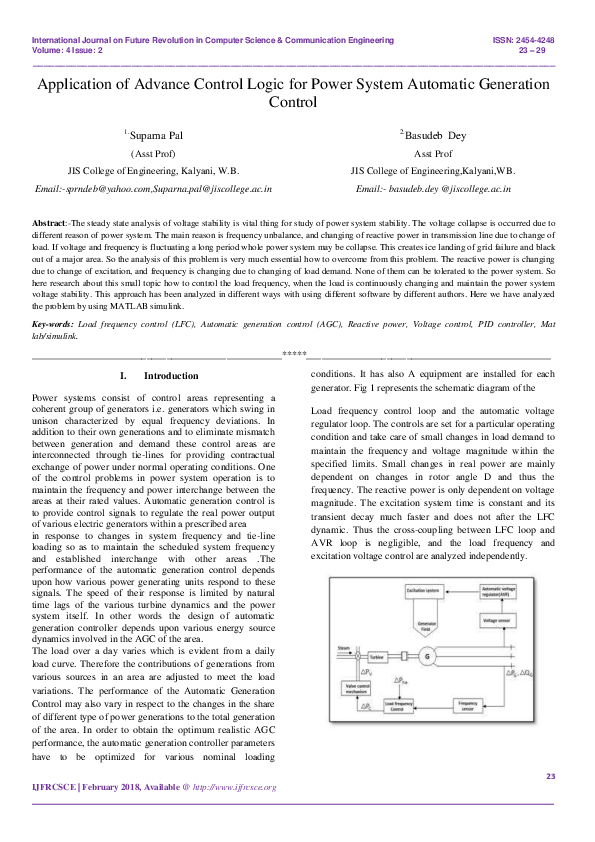 (PDF) Application of Advance Control Logic for Power System Automatic ...