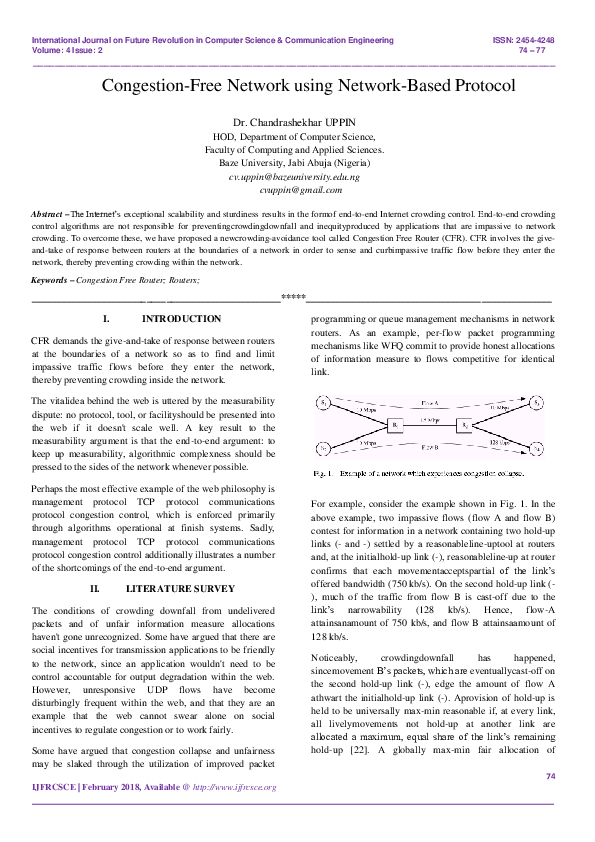 (PDF) Congestion-Free Network using Network-Based Protocol