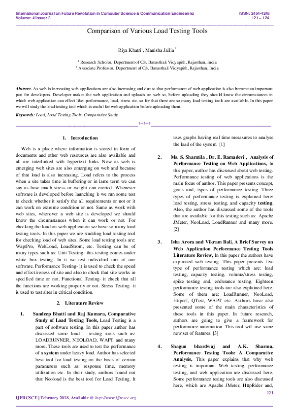 (PDF) Comparison of Various Load Testing Tools