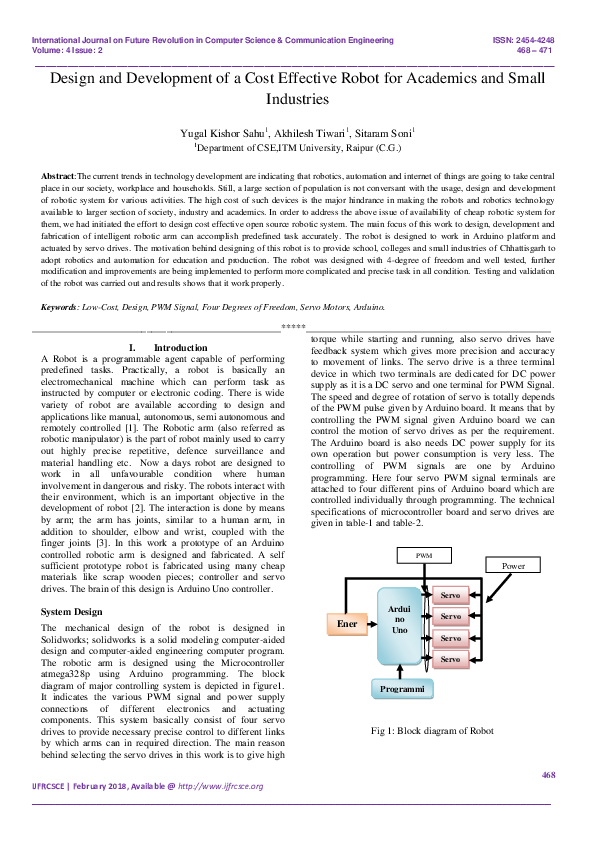 (PDF) Design and Development of a Cost Effective Robot for Academics ...