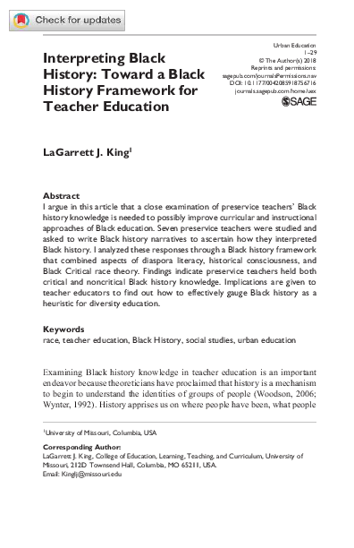 (PDF) Interpreting Black History: Toward a Black History Framework for ...