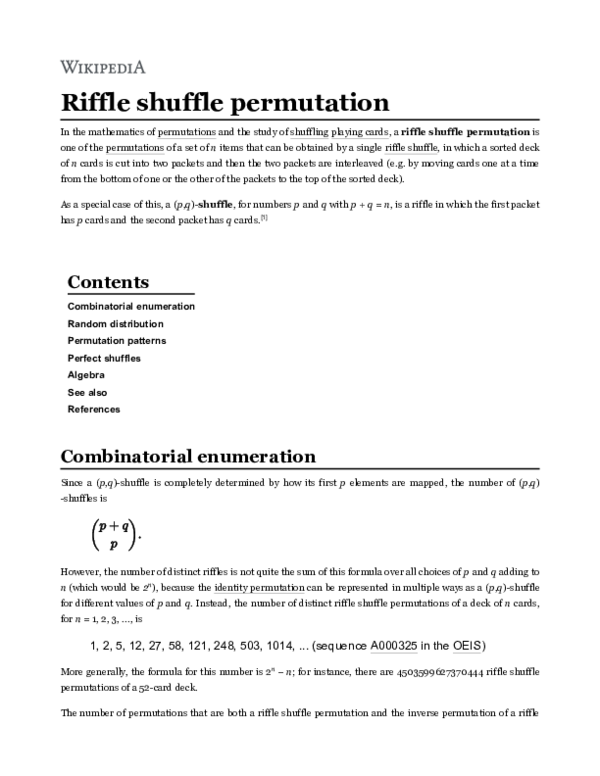 (PDF) Riffle shuffle permutation