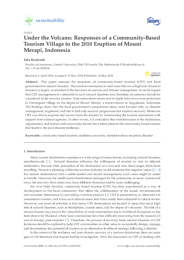 (PDF) Under the Volcano: Responses of a Community-Based Tourism Village ...