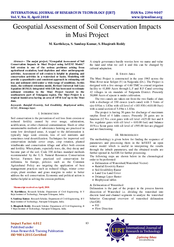 (PDF) Geospatial Assessment of Soil Conservation Impacts in Musi Project