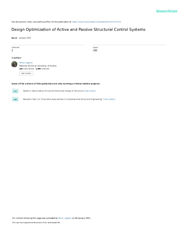 (PDF) Design Optimization of Active and Passive Structural Control Systems