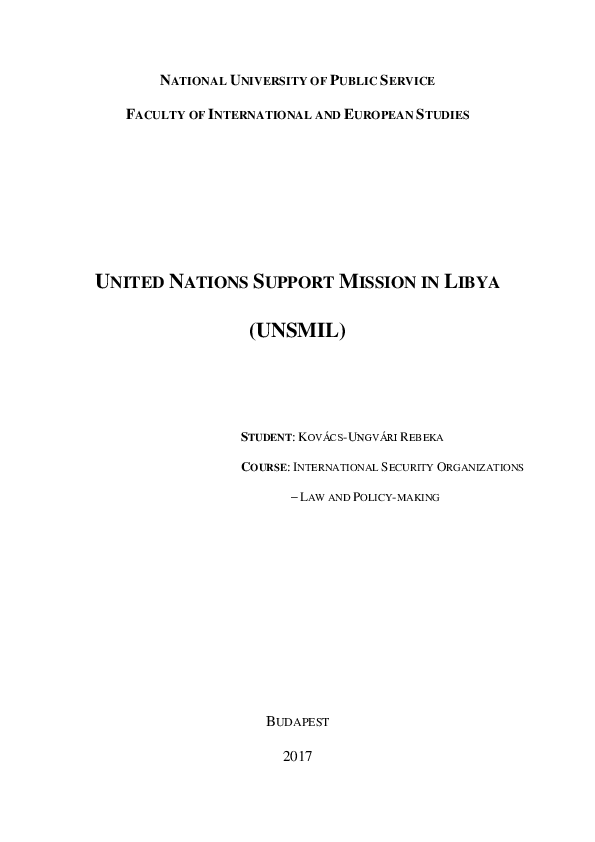 (PDF) The United Nations Support Mission in Lybia (UNSMIL)