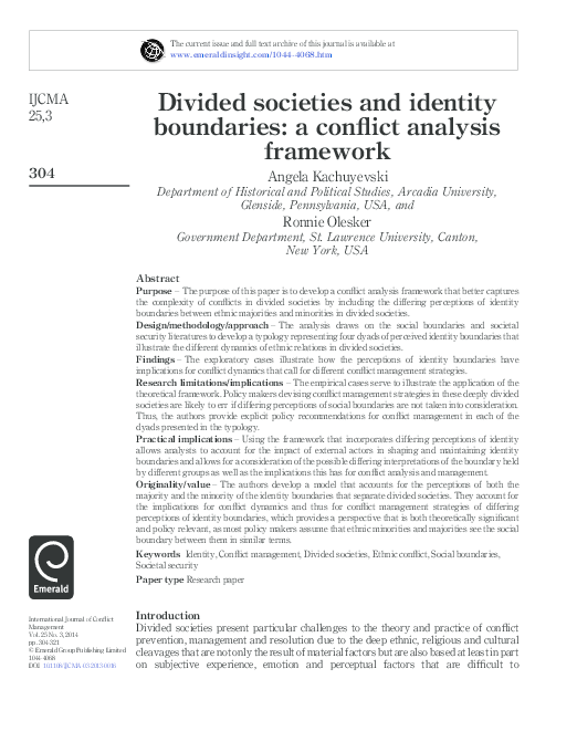 (PDF) Divided Societies and Identity Boundaries: A Conflict Analysis ...