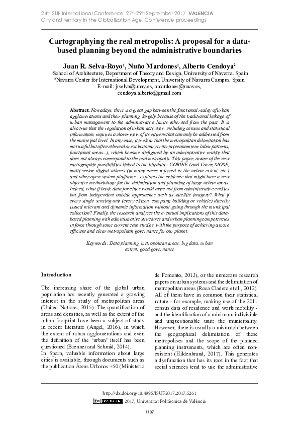 (PDF) Cartographying the real metropolis: A proposal for a data- based ...