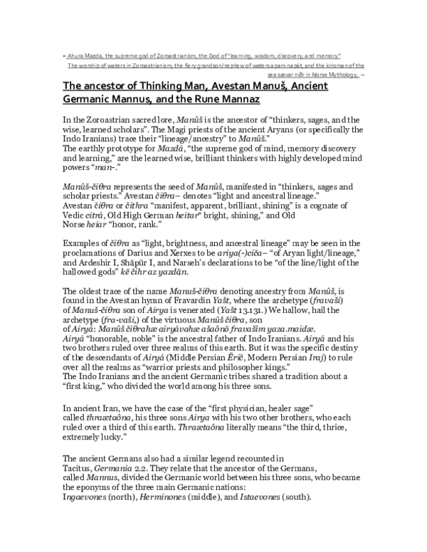(DOC) The ancestor of Thinking Man, Avestan Manuš, Ancient Germanic ...