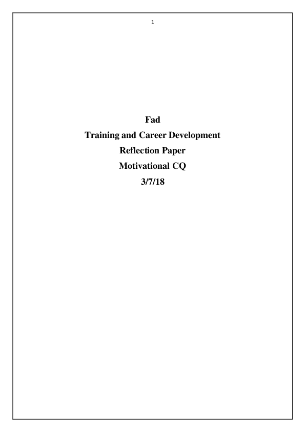 (DOC) Fad Training and Career Development Reflection Paper Motivational ...