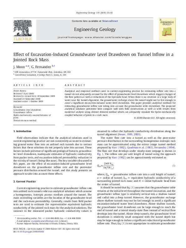 (PDF) Effect of Excavation-Induced Groundwater Level Drawdown on Tunnel ...