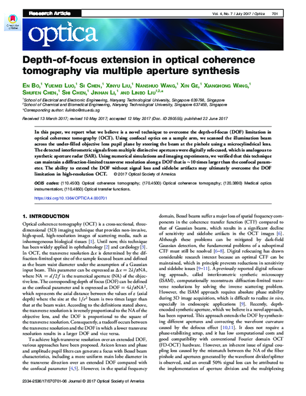 (PDF) Depth-of-focus extension in optical coherence tomography via ...